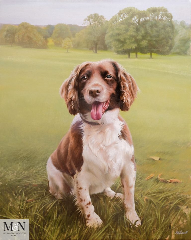 Happy Spaniel Portrait in Oils - Melanie & Nicholas